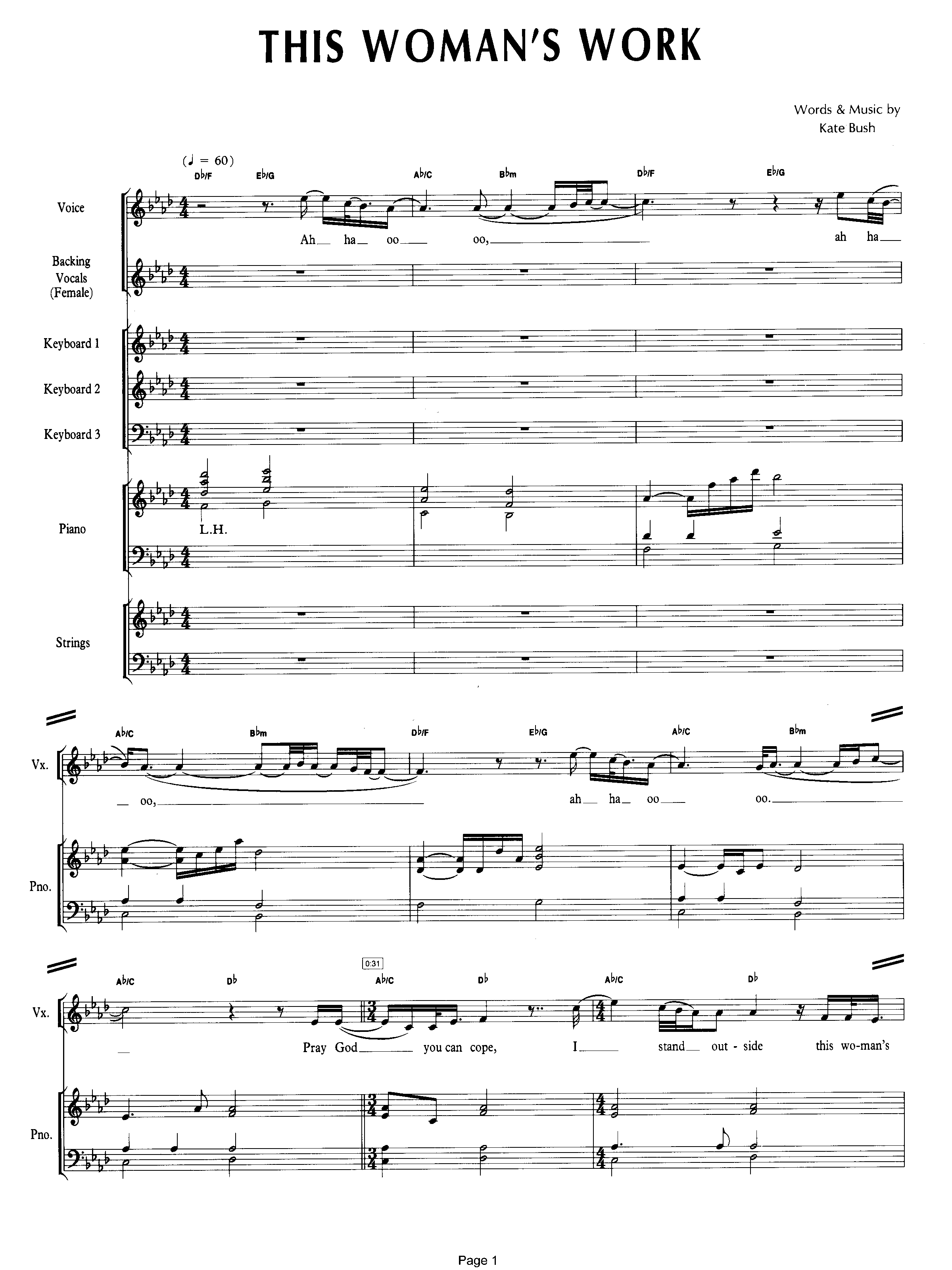 Kate Bush Sheet Music