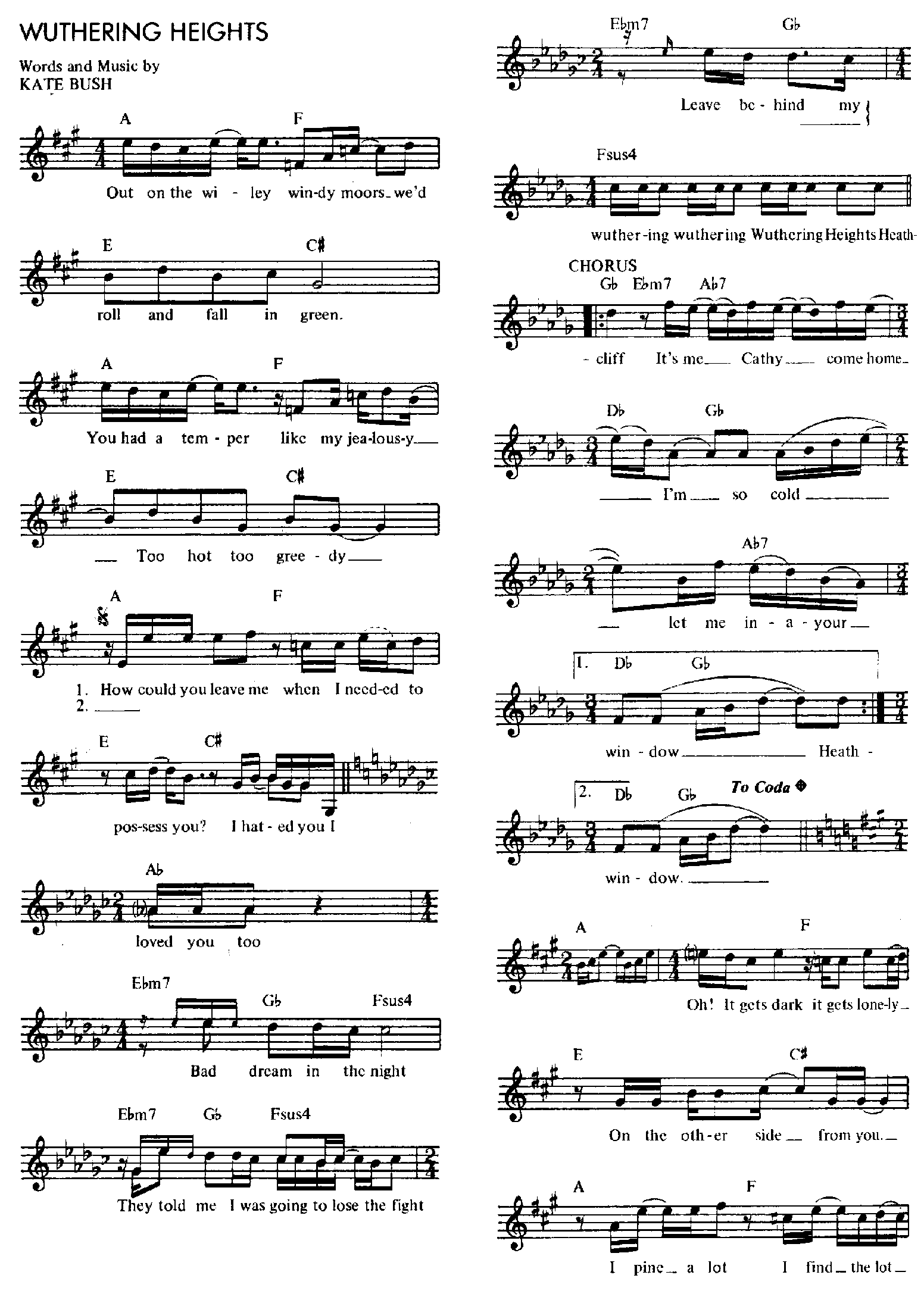 Kate Bush Sheet Music